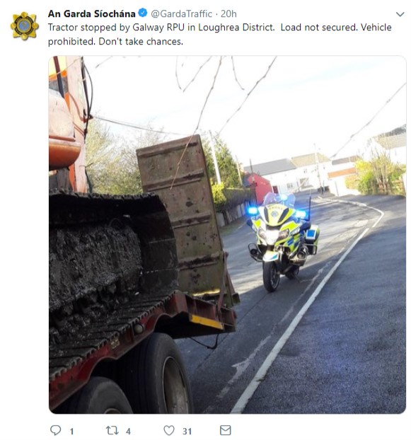 Tractor 'stopped in its tracks' for unsecured load - Agriland.ie