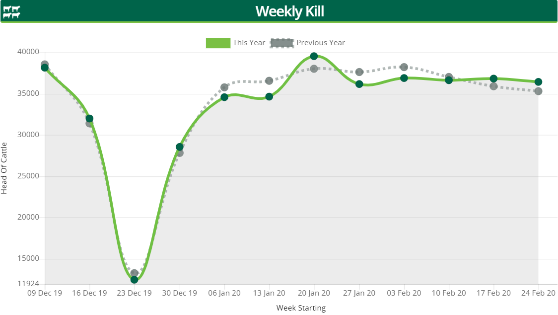 Weekly beef kill falls by just over 500 head - Agriland.ie