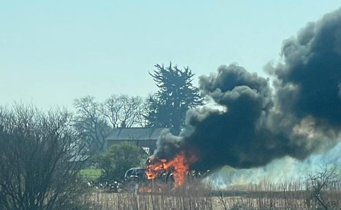 Watch: UK firefighters tackle tractor fire after flames destroy crop ...